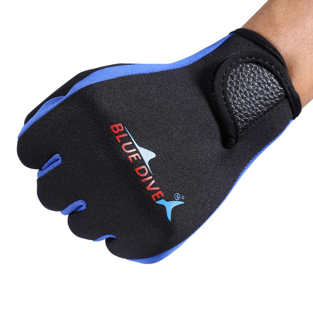 1Pair Diving Gloves Neoprene Non Skid Flexible Wetsuits Five Finger Gloves for Snorkeling Swimming Surfing Sailing Kayaking Diving(M Blue)