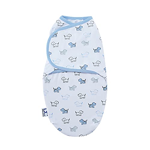 Delta Children Little Lambs Adjustable Swaddle Wrap - 100% Cotton - Size Extra Small, Fits Babies 0-3 Months/4-7 lbs., 1-Pack, Boy, Blue