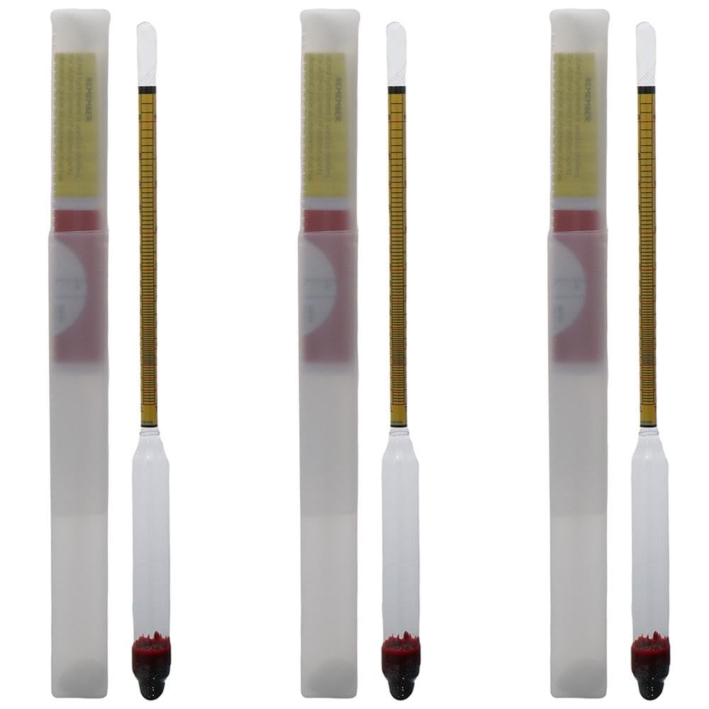 3 Pcs Hydrometer Alcohol,0-200 Alcohol Level Meter,l Digital Accurate Alcohol Proof Tester for High Alcohol Proof