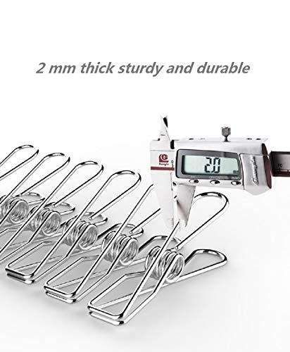 Clothes Pins 40 Pack Stainless Steel Clothesline Clips 2.2" ClothesPins Outdoor Indoor Laundry Drying Piece Clothesline Pins for Home and Office Fastener