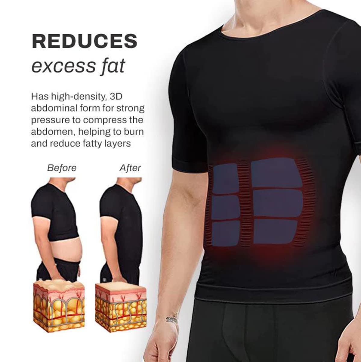 2023 New SlimBody Gynecomastia Compression Top,Mens Slimming Chest Compression Shirt Body Shaper (3 Color,L)