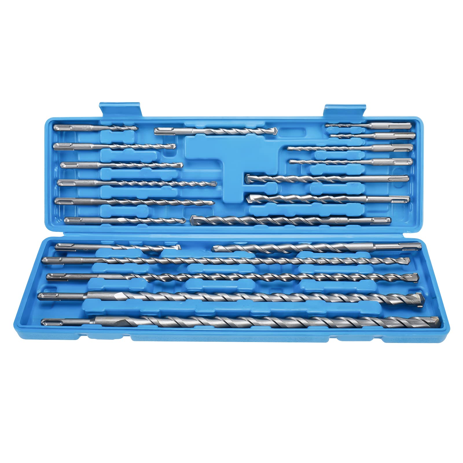 SDS Plus Rotary Hammer Drill Bits 20pcs SDS+ Carbide Tip Concrete Masonry Hole Tools with Storage Case Drill Bits Size Range 3/16"~13/16"