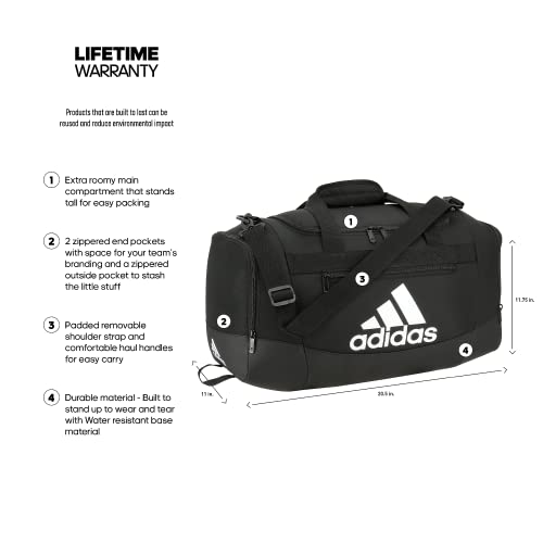 adidas Unisex Defender 4 Small Duffel Bag, Black/White, One Size
