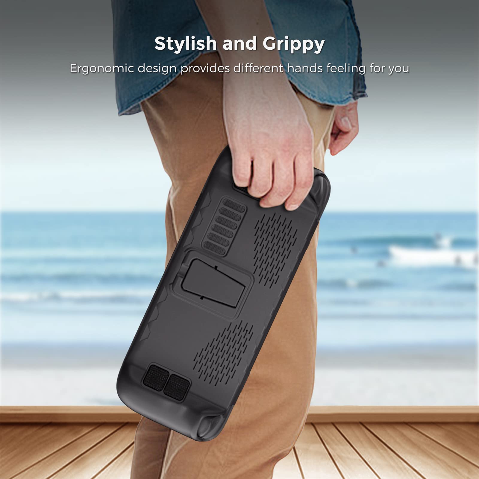 2023 Steam Deck Kickstand Protective Case,Qunland TPU Protector Cover with Stand Base, Trackpad and L4/L5/R4/R5 Buttons Silicone Protectors for Steam Deck, Steam Deck Anti-Scratch Grip Accessories