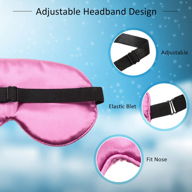 4 Silk Sleep Mask Smooth Soft Eye Mask with Adjustable Shoulder Strap Sleep Shading Travel Relaxation (Purple, Pink, Sky Blue, Taro Color)