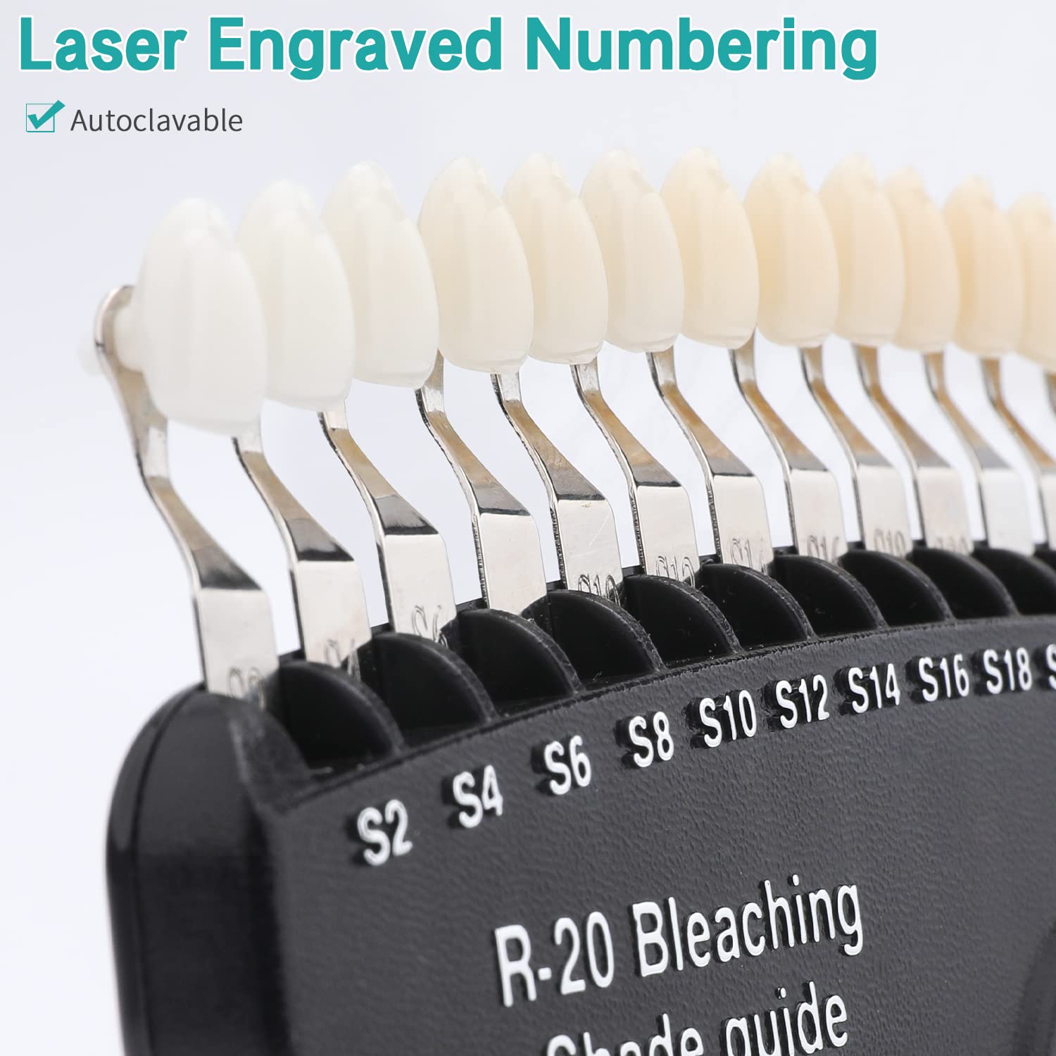 Dental Shade Guide Professional 3D R-20 Tooth Whitening Shade Chart with 20 Colors Teeth Shade Guide with Mirror