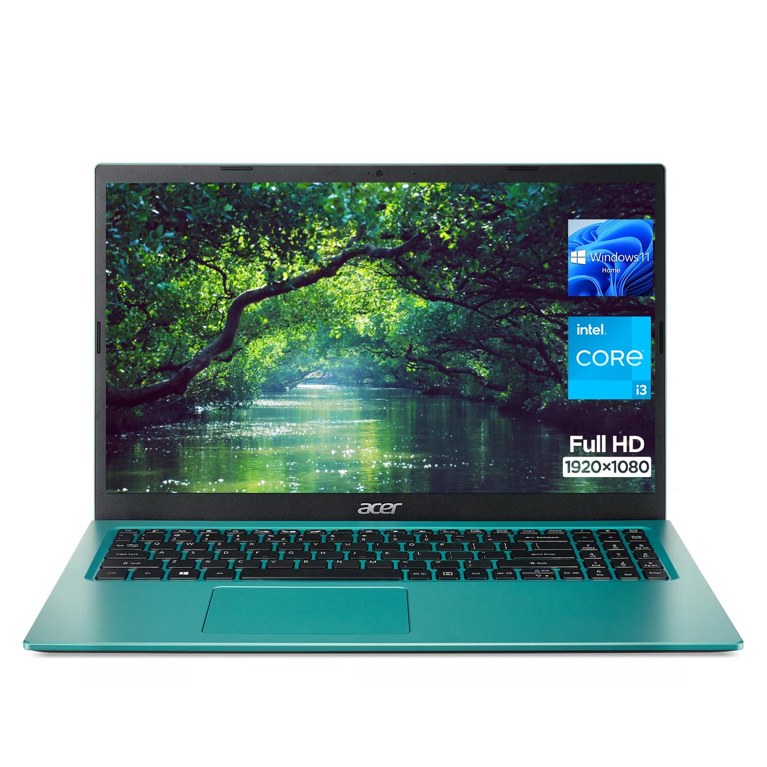 acer Aspire 3 Laptop, 15.6” FHD Screen, Intel Core i3-1115G4, 20GB DDR4 RAM, Windows 11 Home, 2TB PCIe M.2 SSD, Wi-Fi, HDMI, RJ-45, Webcam, Teal