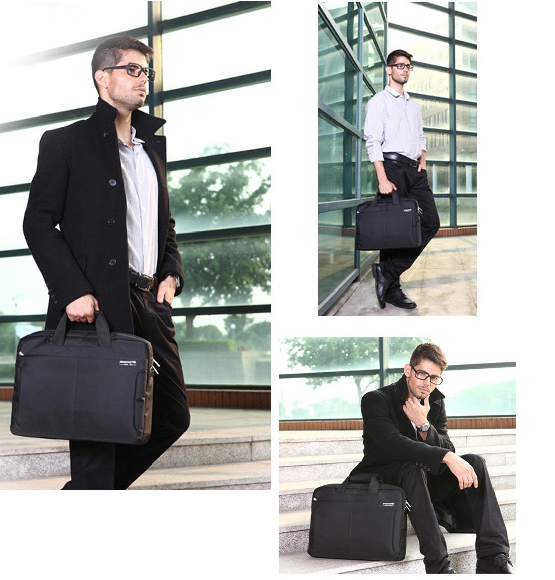 18 Inch Laptop Bag Briefcase Case fits up to 18.4 Inches Notebook Computer Waterproof Shockproof for Men Black