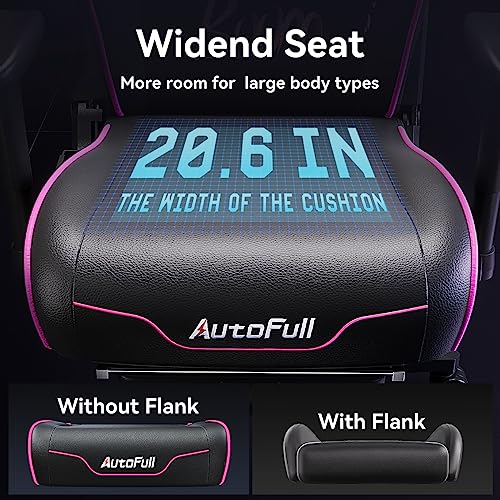 AutoFull C3 Gaming Chair Office Chair with Ergonomic Wingless Cushion PU Leather Racing Style PC Chair with Footrest and Lumbar Support Pillow,Black