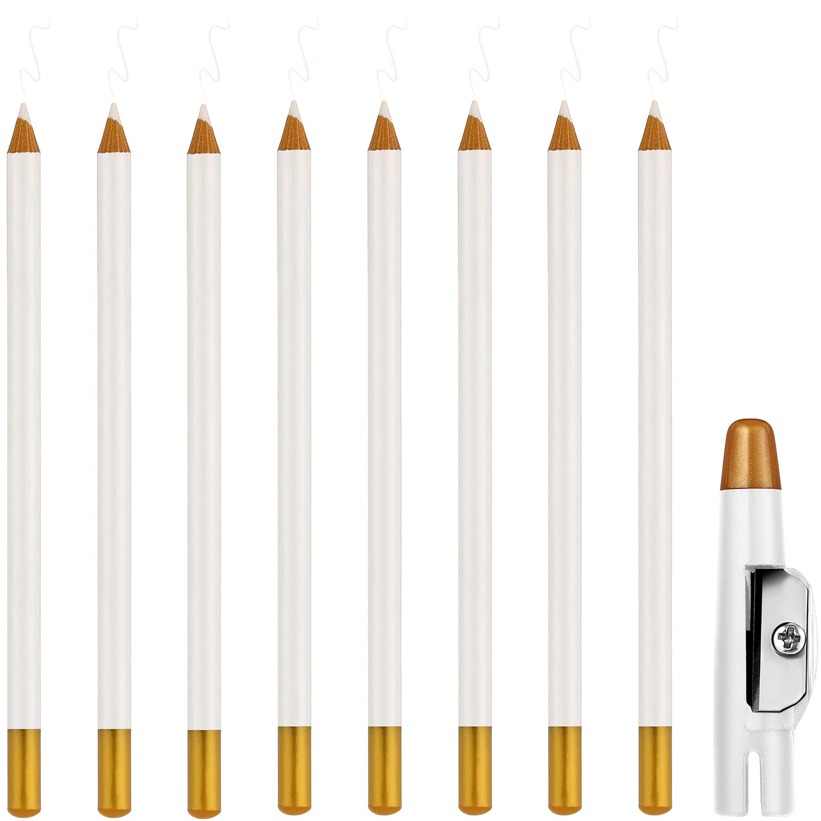 Maitys 8 Pieces Barber Pencil with Built-in Sharpener Edge Hairline Razor Trace Pencils Beard Guide Beard and Hairline Pencils, Beard Shaping Pencils for Men (White)