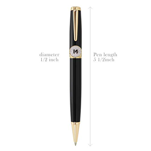 BIJOUX BOBBI [Premium Quality Pen with Individualized Letter Embellishment - Letter S - Black/Gold