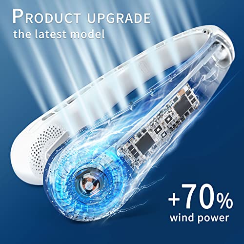 FrSara Neck Fan, Portable Fan Strong Wind, Upgraded 5200mAh, Upgraded Air Volume,360° Cooling, Quiet, No Hair Twisting, Even Air Volume On Both Sides, Non-Slip Material, Short Charging, Long Use Time