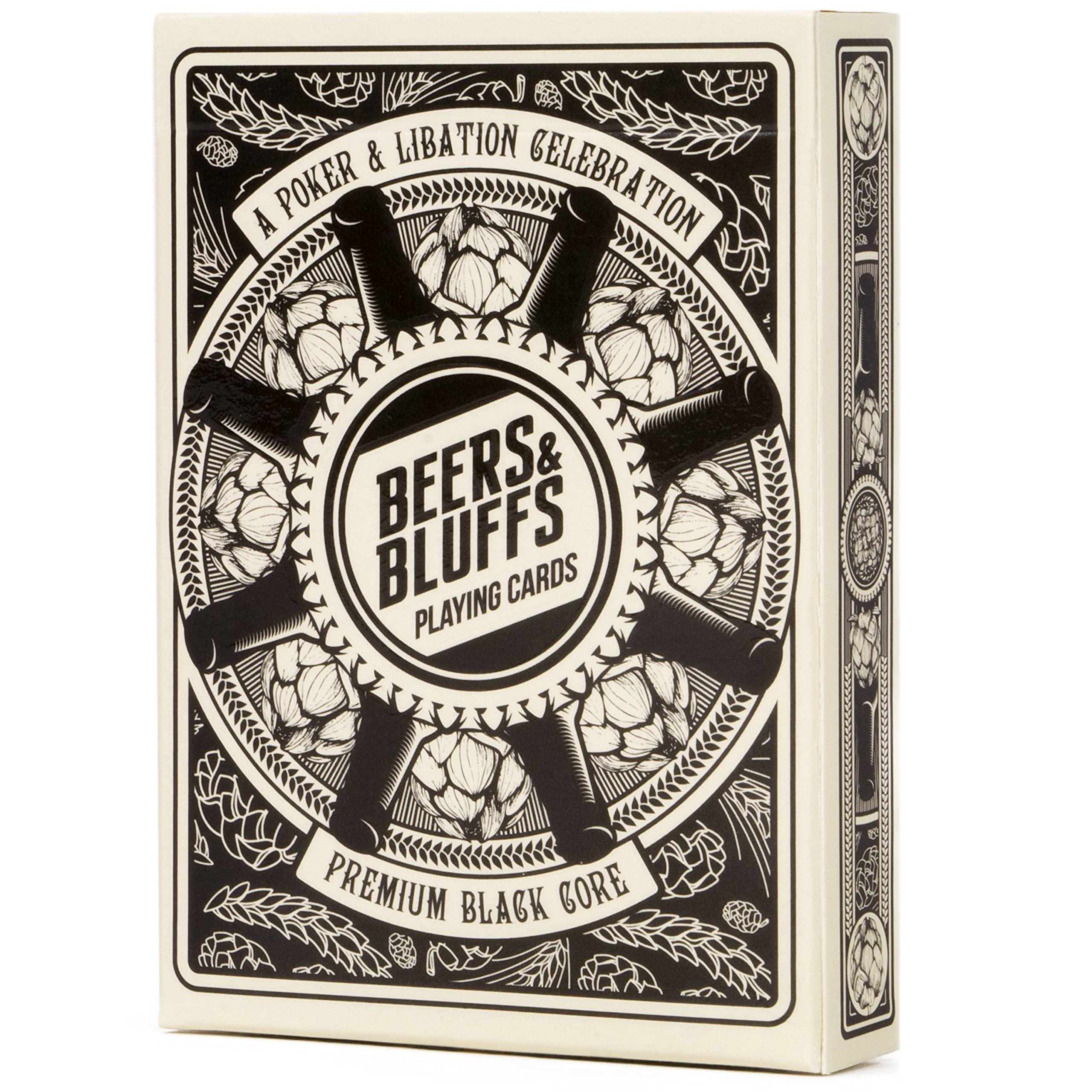 6 Decks Beers & Bluffs Craft Beer Themed Playing Cards | Cream Playing Cards with Custom Hop and Beer Bottle Card Art | Plastic-Coated 310gsm Black Core, Standard Index, Poker Size