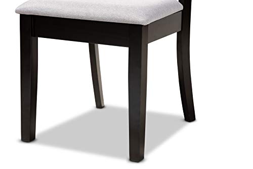 Baxton Studio Clarke Dining Chair Set and Dining Chair Set Grey Fabric Upholstered and Espresso Brown Finished Wood 4-Piece Dining Chair Set