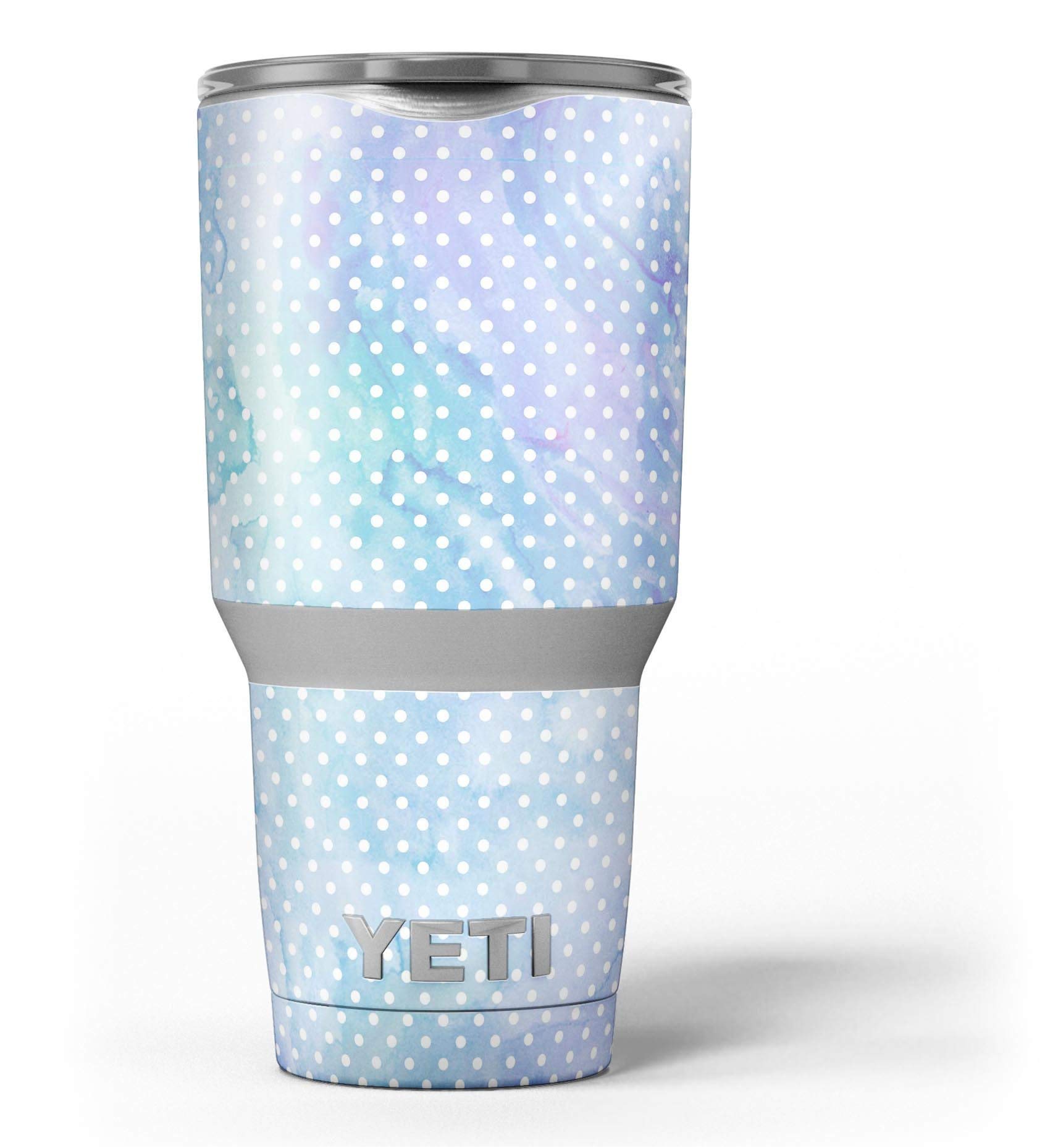 Design Skinz Micro Polka Dots Over Blue Watercolor Surface - Skin Decal Vinyl Wrap Kit Compatible with The Yeti Rambler Cooler Tumbler Cups