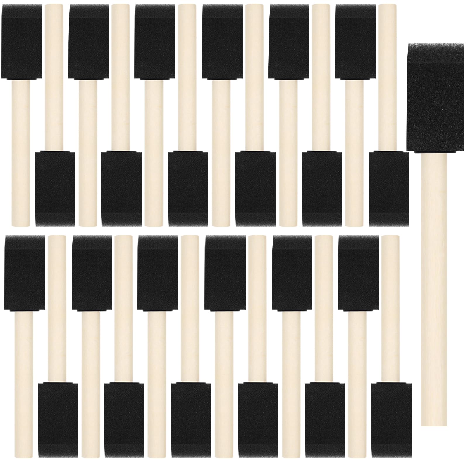 40 Pcs Foam Brush,1ā Foam Paint Brushes, Wood Handle Sponge Paint Brush, Foam Brushes for Painting for Staining, Varnishes, and DIY Craft Projects