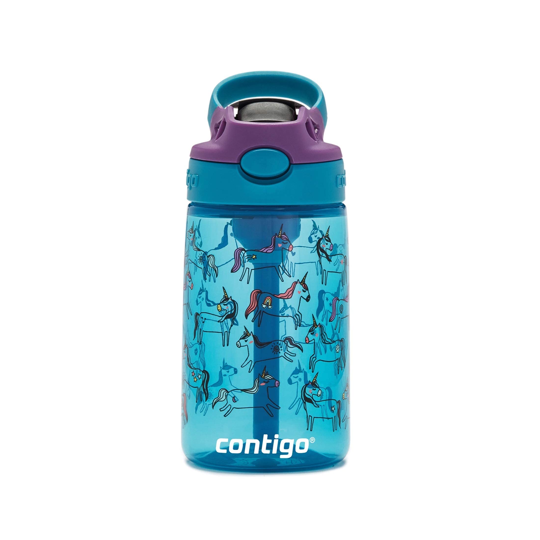 Kids Water Bottle with Redesigned AUTOSPOUT Straw, 14 oz., Unicorn