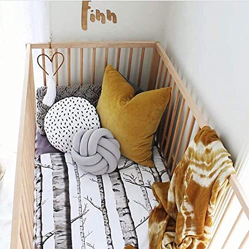 FUB Short Plush Knot Ball Pillow, Waist Cushion Pillow Home Decoration Plush Throw Pillow Cushion for Sofa Car Office Decor, Grey, 7x7''