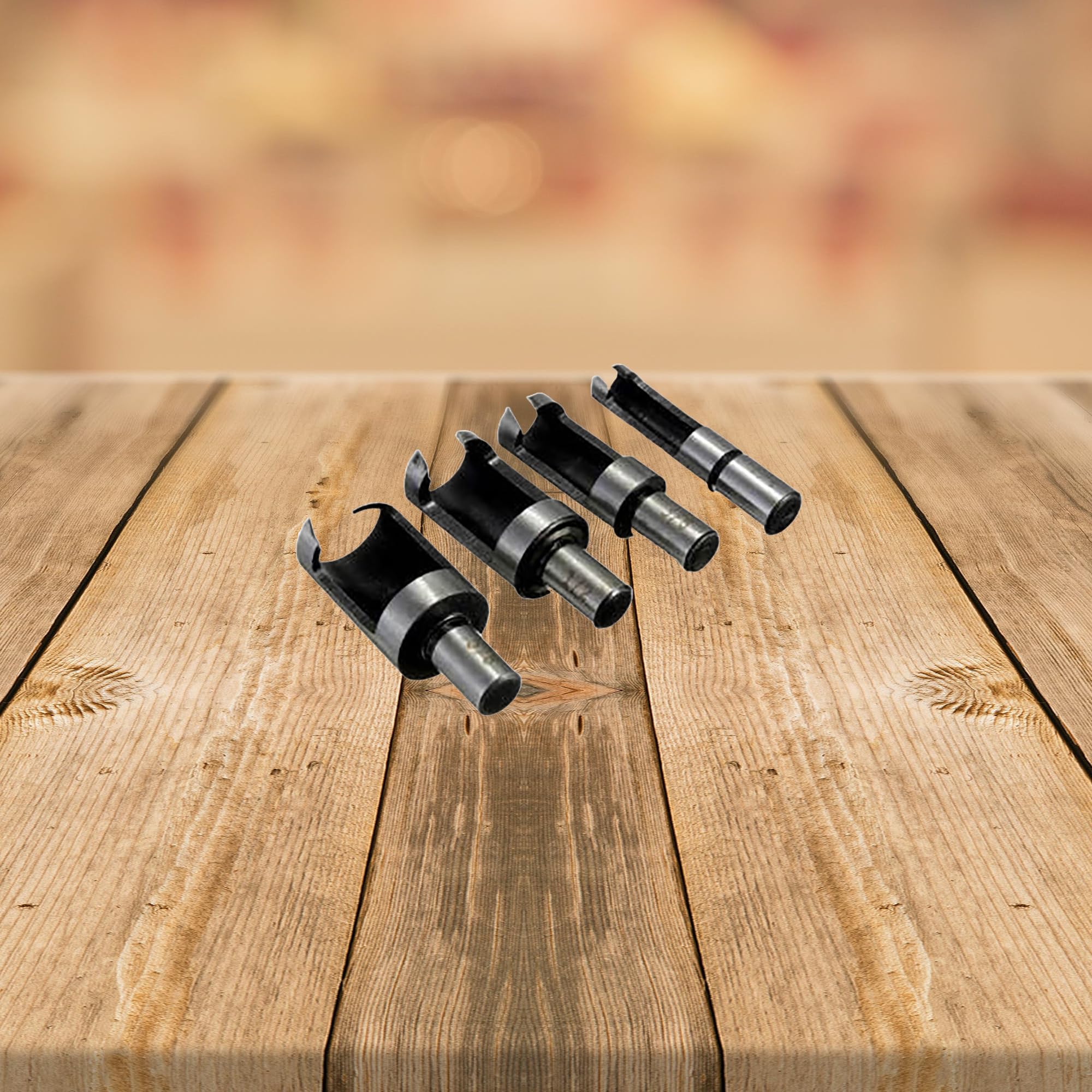 Actopus 4pcs Carbon Steel Wood Plug Cutter Set Drill Bit Cutting Tool