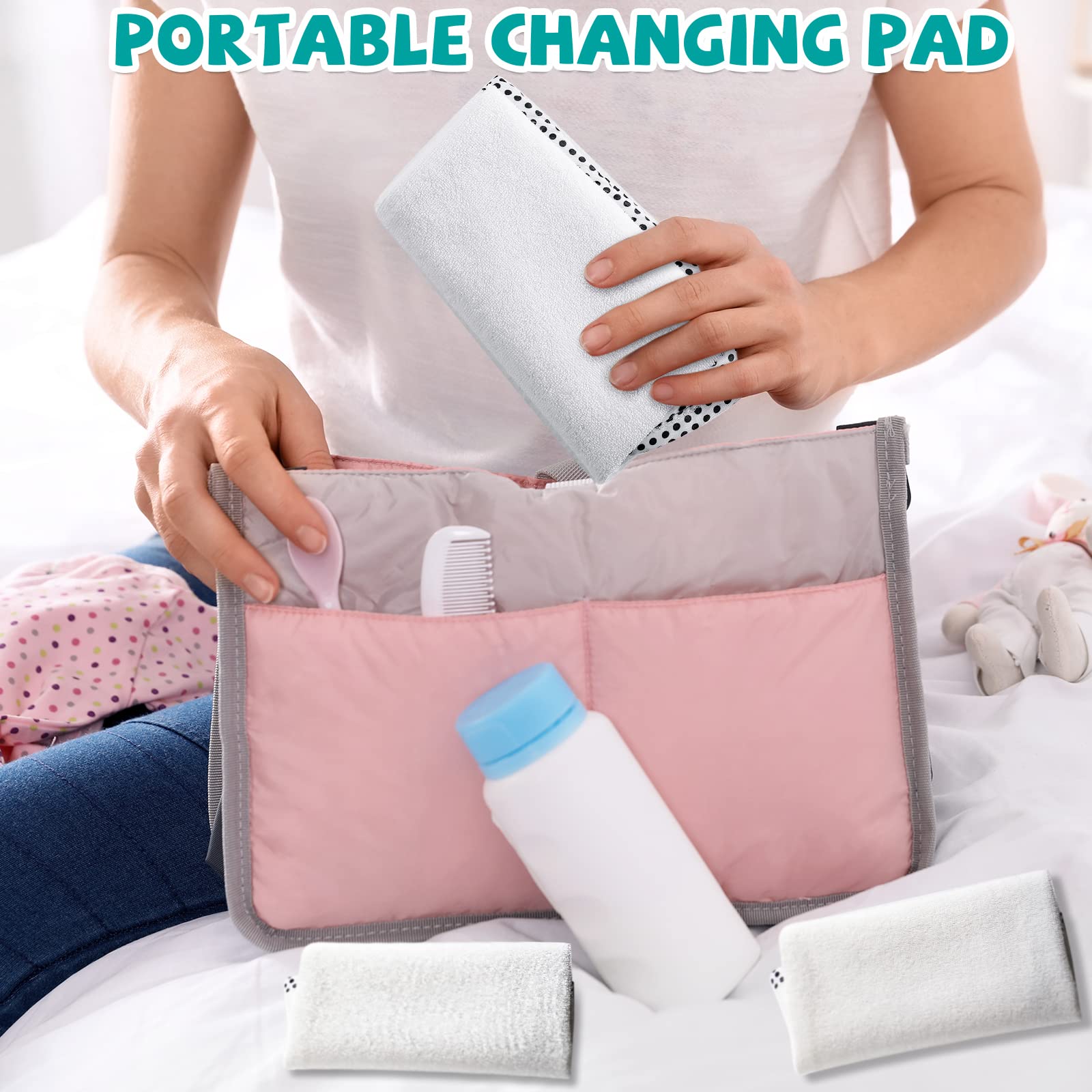 24 Pcs White Waterproof Changing Pad Liners Portable Reusable Changing Pad Liners Soft Flannel Cotton Baby Diaper Changing Table Pads for Newborn Boys Girls 12 x 23 Inch