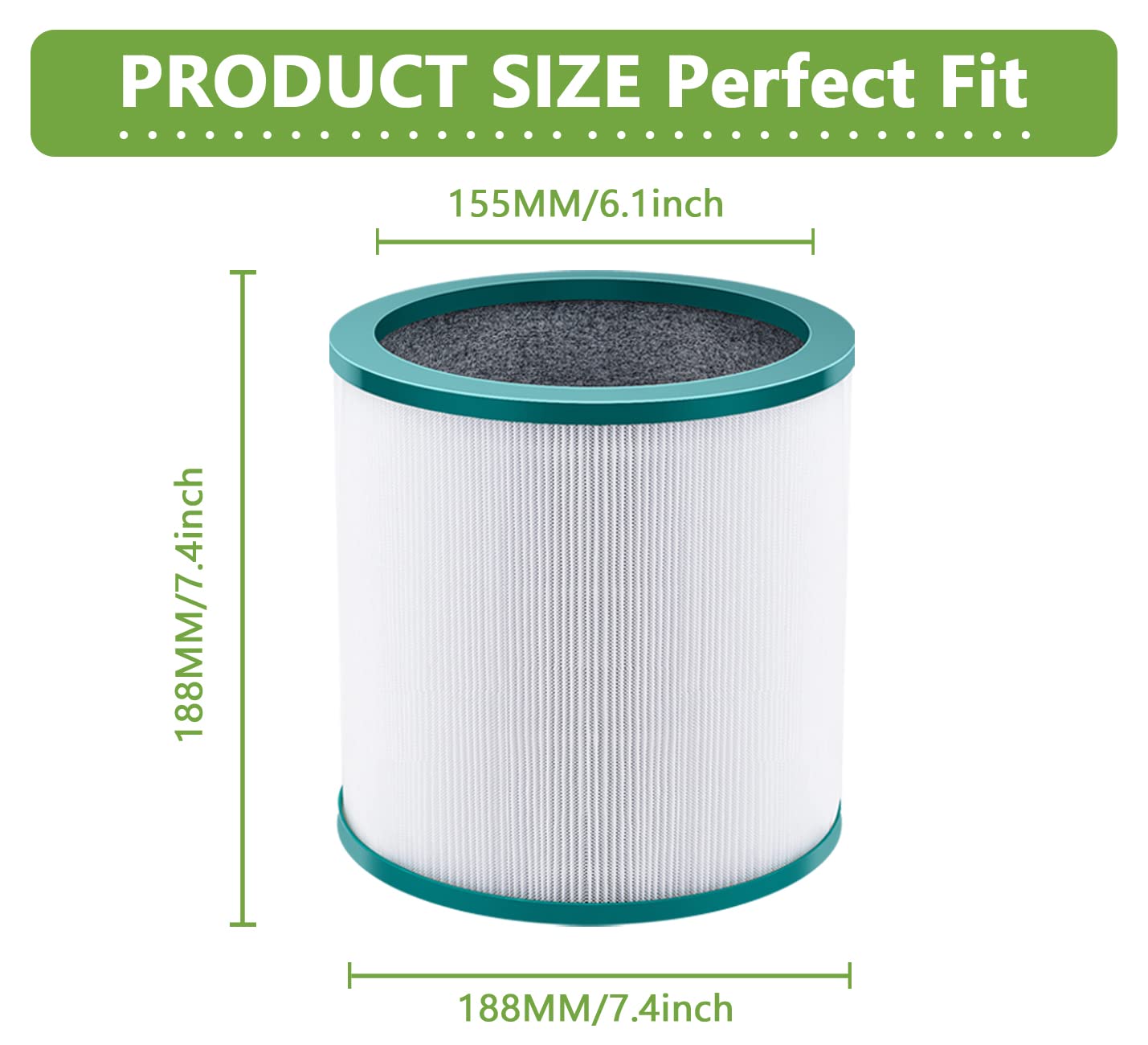 2 Pack,Air Purifier Filters Replacements,True HEPA Premium Grade Filters for Dyson Tower Purifier Pure Cool Link TP00,TP01,TP02,TP03,BP01,AM11 Models.Desk Purifier, Compare to Part # 968126-03