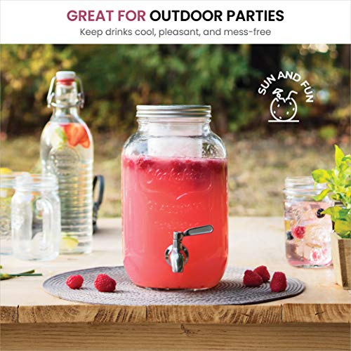 FineDine Glass Drink Dispenser for Fridge - 1 Gallon Water, Laundry Detergent or Beverage Dispenser for BBQ, Picnic, Pool Party and Social Events