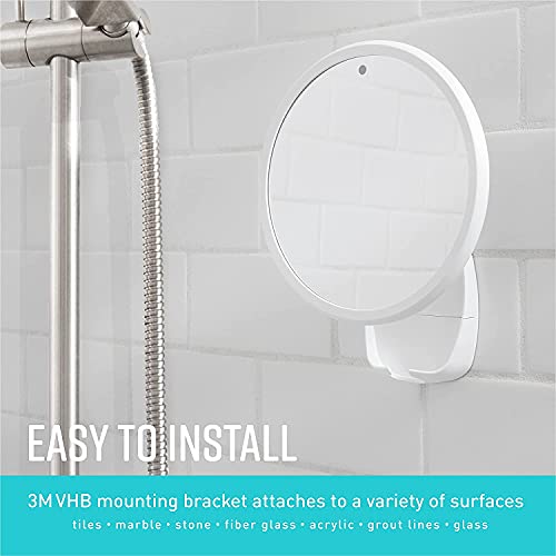 Airia Living Battery Powered Heated Glass Fogless Efficient Shaving Mirror Shatterproof Shower Mirror with 3M Tape, Razor Holder, & 360 Swivel, Black 7.1" x 8.7"