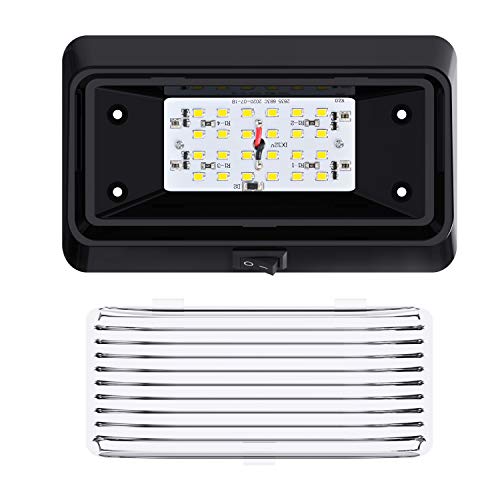 Leisure LED 2 Pack RV Exterior Porch Utility Light with Switch 12v 280 Lumen Lighting Fixture. Replacement Lighting for RVs, Trailers, Campers, 5th Wheels Black Base Clear & Amber Len (Black, 2-Pack)