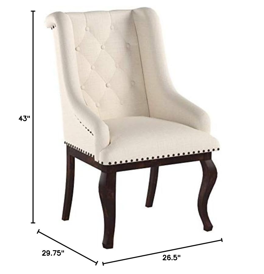 Coaster Home Furnishings Brockway Glen Cove Arm Chairs with Button Tufting and Nailhead Trim Antique Java and Cream (Set of 2)