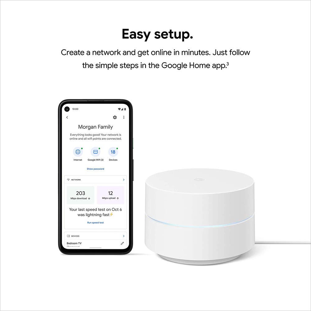 Google GA02434-US WiFi Mesh Network System Router AC1200 Point 3-Pack Bundle with 3X Deco Gear Google WiFi Outlet Wall Mount White and Professional Cable ZERObootCat6 Ethernet Patch Cable