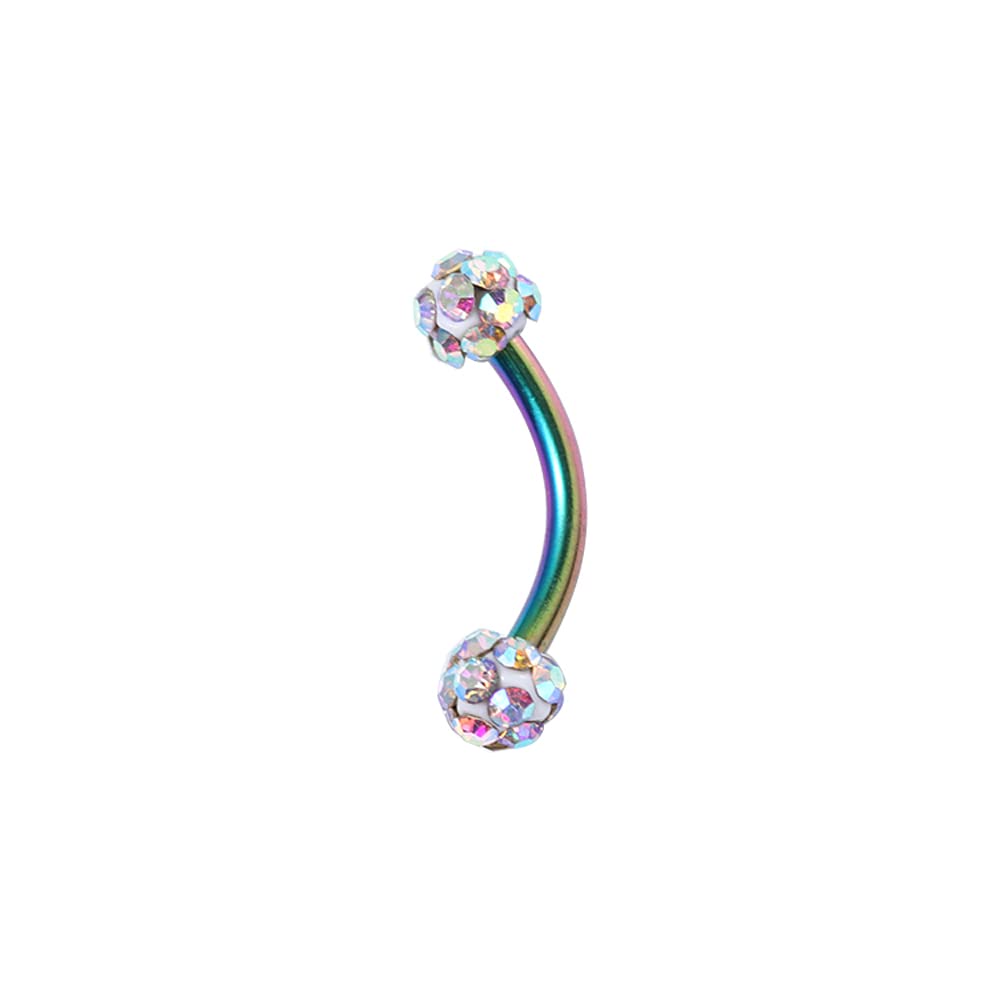 1PC Rhinestone Curved Barbell Eyebrow Rings,Stainless Steel Fake Lip Stud for Earrings Piercing Ring Piercing Jewelry(silver)