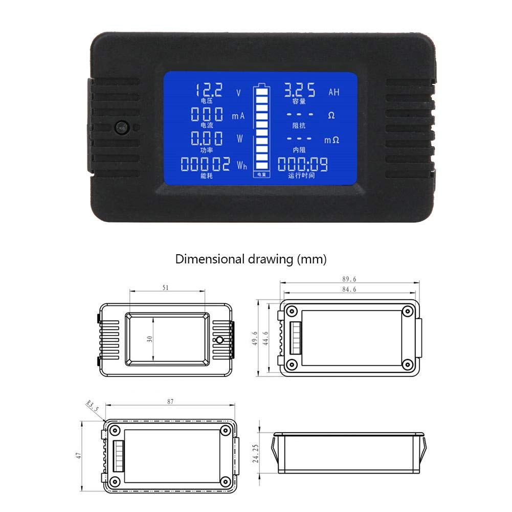 Battery Monitor Meter with Shunt, PZEM-015 Multifunctional Battery Meter Current Voltage Power Energy Consumption Capacity Test with Manual(with 200A Shunt)