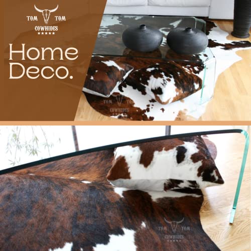 Tomtom Cowhides Tricolor Brindle Natural Leather Rugs 6x6