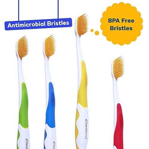 cladent Gold Nano Toothbrush Soft Toothbrushes for Adults, Double Layered Soft Bristle Toothbrush,BPA Free,Travel Toothbrush,Toothbrush Bulk,4 Colors,6 Count (6 Count)