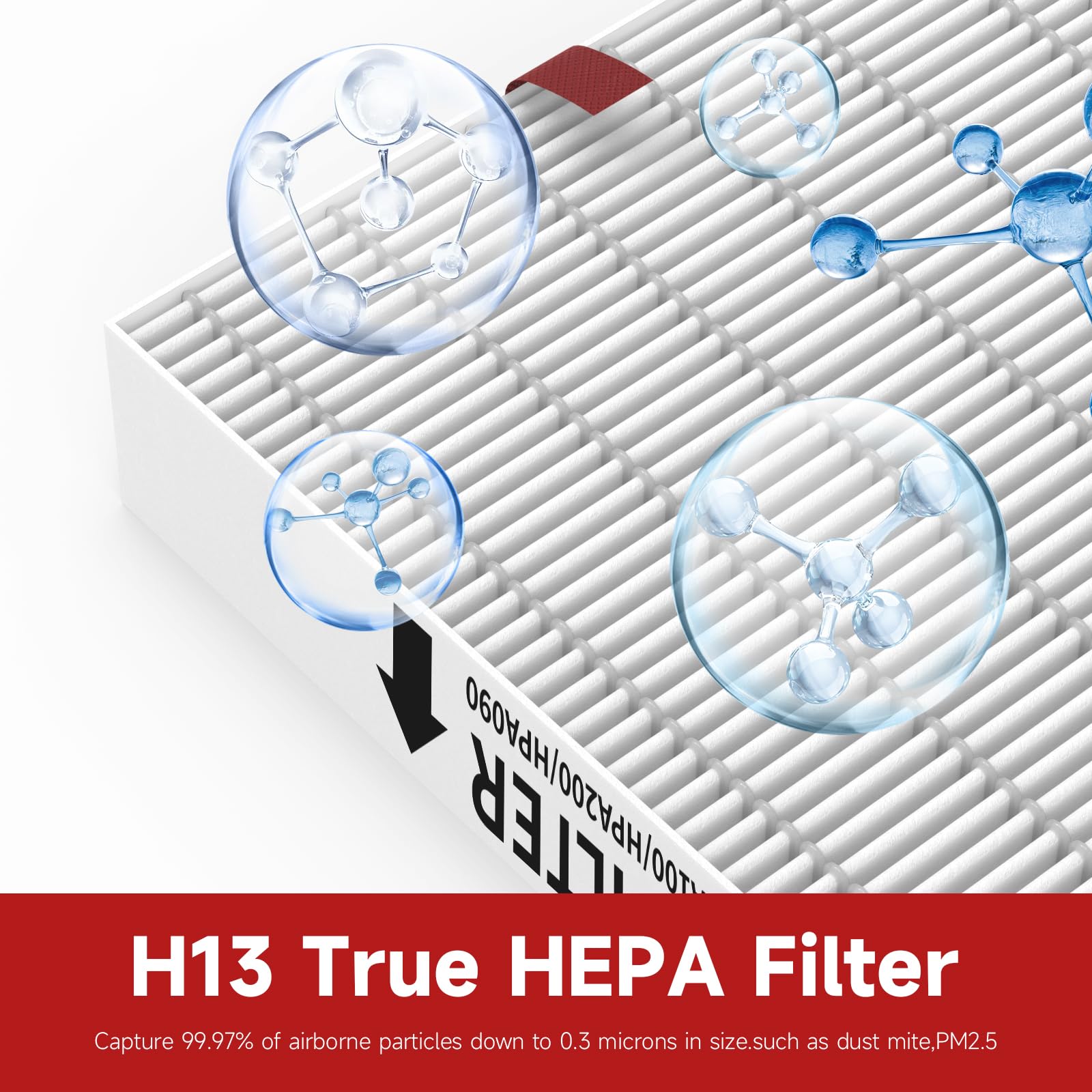 6 Packs H13 True HEPA Replacement Filter R Compatible with HPA100 HPA200 HPA300 Air Puri-fier