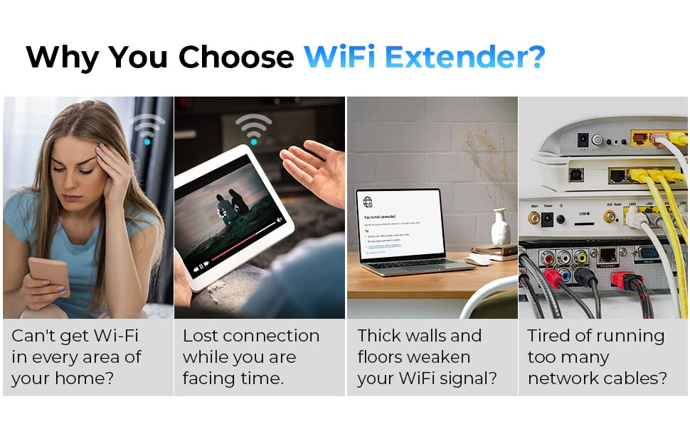 2023 WiFi Extender Range Booster for Home - Covers Up to 6,500 Sq.ft, Internet Booster with WAN/LAN Port,Easy Setup and Compatible 35 Devices
