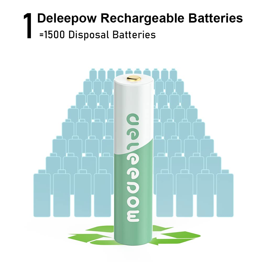 Deleepow 1100mAh Ni-MH AAA Rechargeable Batteries High Capacity 8 Pack AAA Batteries and 8-Bay AA AAA Individual Rechargeable Battery Charger