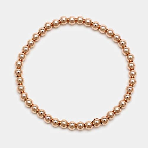 14k Gold Filled Beaded Ball Bracelet, 4mm, Dainty Layering Jewelry, Stacking Stretch Bracelets (6)