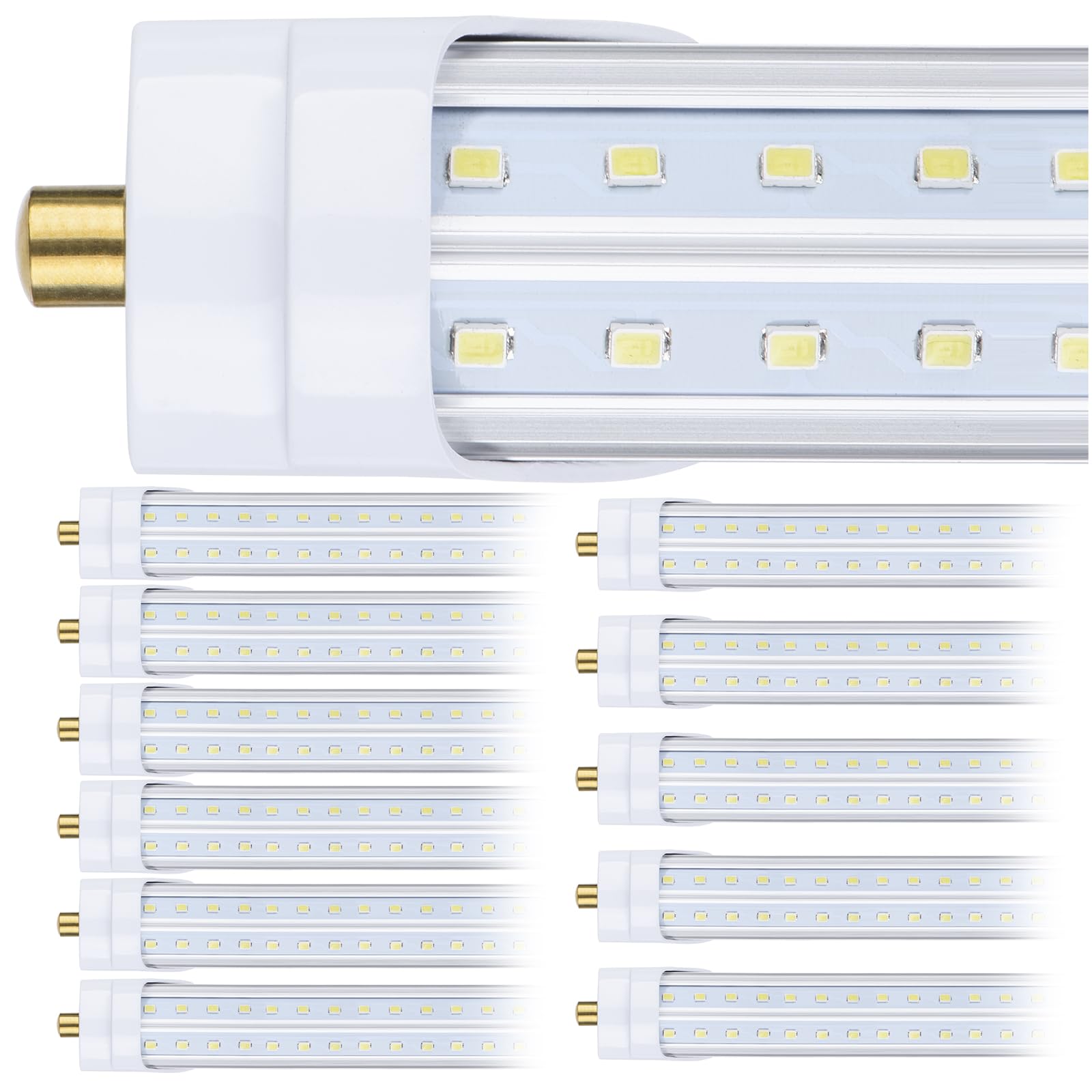 8FT LED Shop Light Fixture - 150W 19000LM, 5000K-5700K Daylight, 96'' T8 Integrated V Shape Fluorescent Tube Lights, High Output Bulbs for Garage Warehouse Workshop,Linkable Plug and Play (Pack-10pcs)