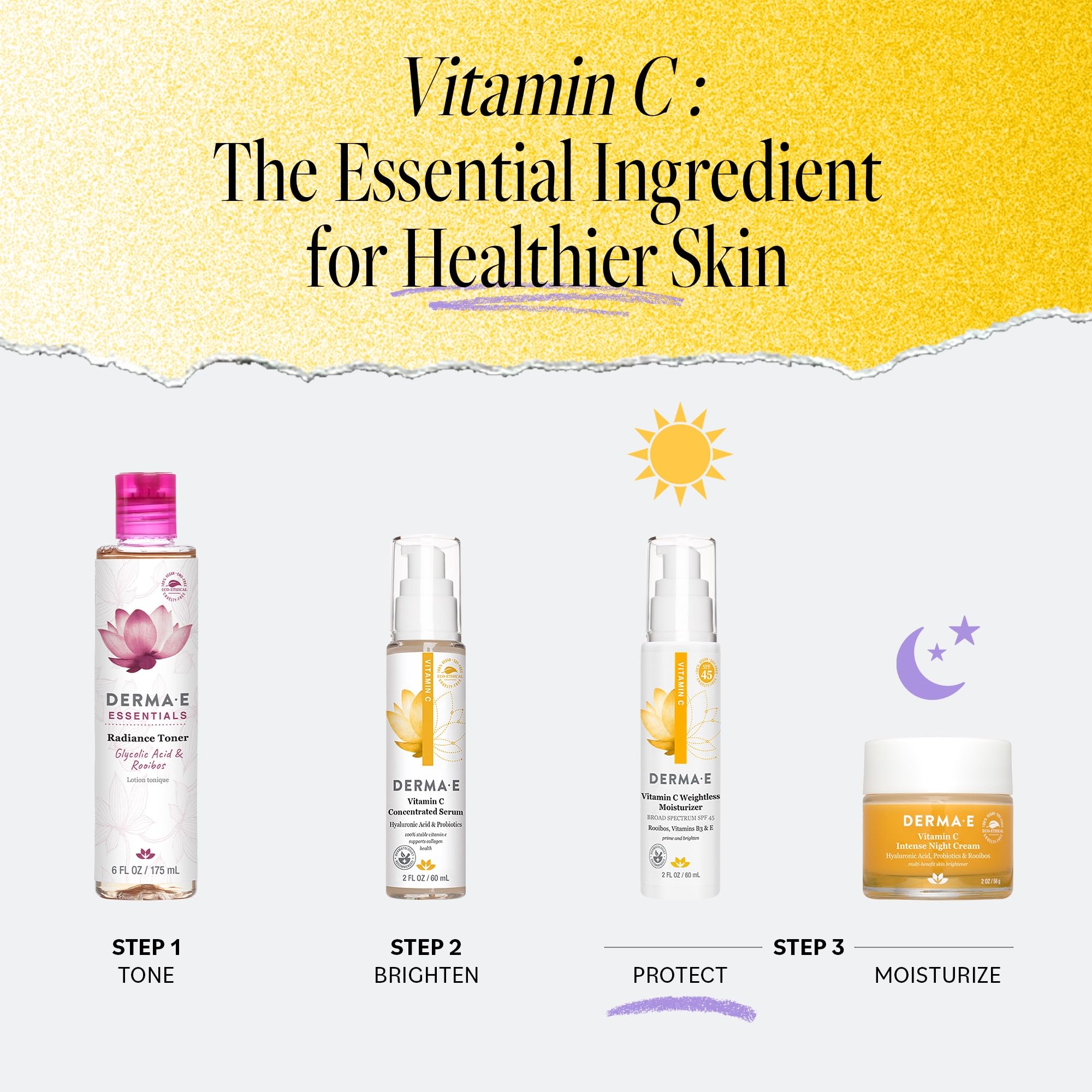 Derma E Vitamin C Weightless Moisturizer SPF 45 β Skin Brightening Face Cream with Mineral UVA/UVB Sunscreen β Hydrating Facial Moisturizer for Lines, Wrinkles and Uneven Tone, 2 Fl Oz