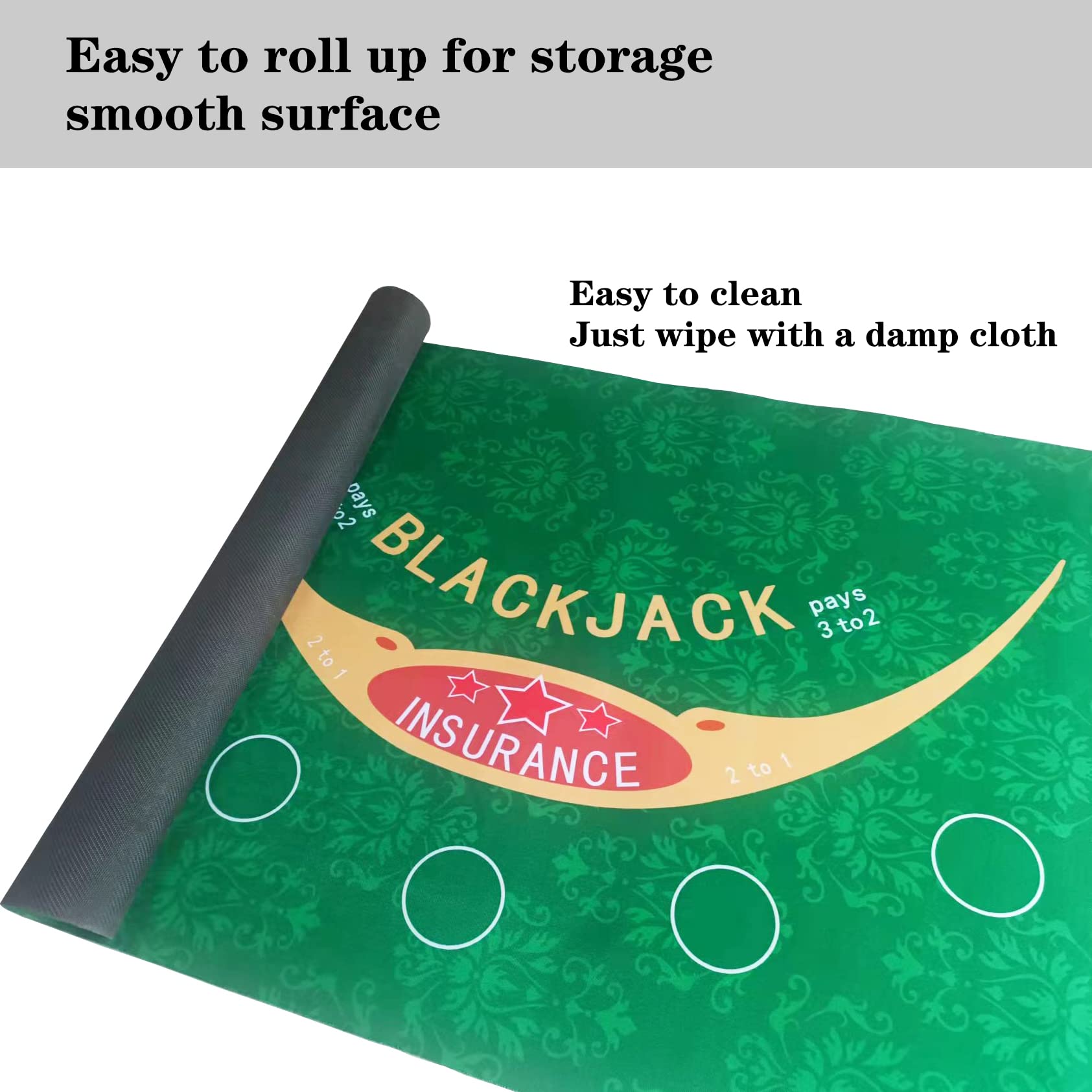 Alabohuke 47x23.6 Inch Poker Mat, Blackjack Table Non-Slip Rubber Poker Table Top Game Mat, Blackjack Professional Casino Table Layout, Suitable for Parties, Home Entertainment, Game Night