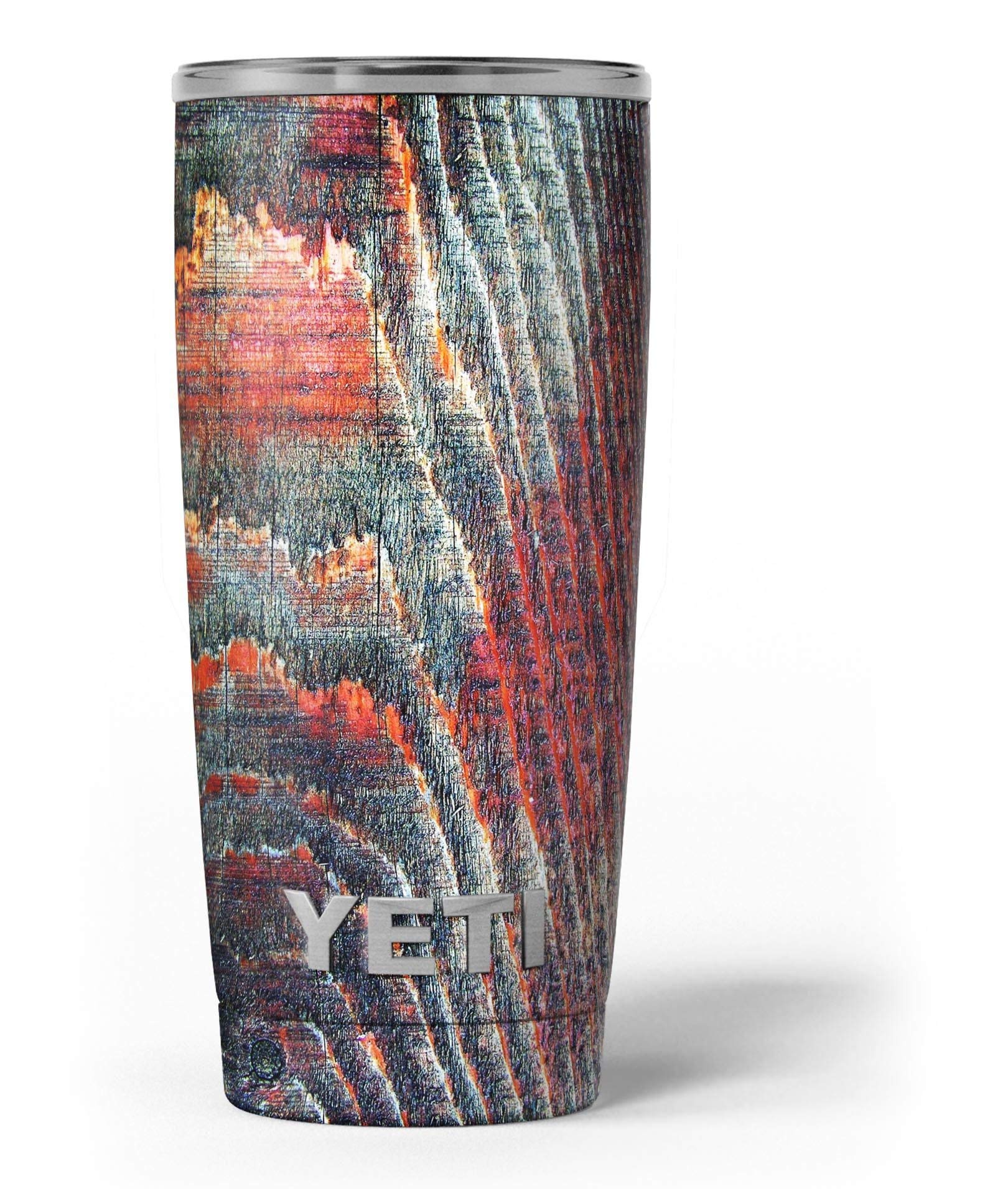 Design Skinz Grungy Orange and Teal Dyed Wood Surface - Skin Decal Vinyl Wrap Kit Compatible with The Yeti Rambler Cooler Tumbler Cups