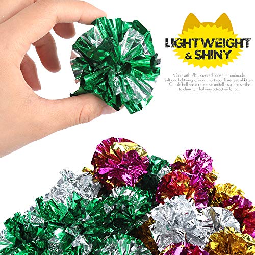 Bestsupplier 25 Pack Crinkle Balls Cat Toys - Original Mylar Crinkle Balls Cat Toys(Random Color)