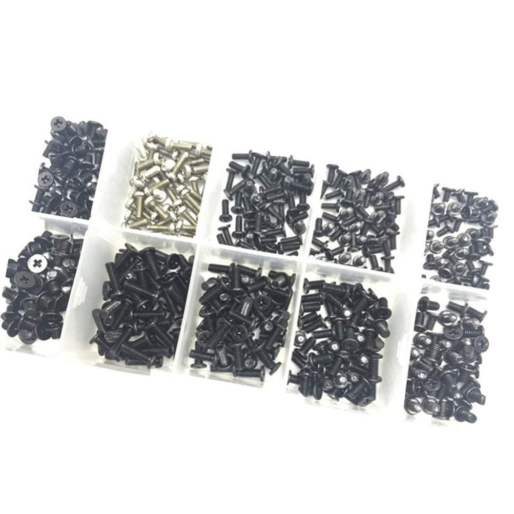 TEHAUX 500pcs Set Lap Desk Head Bolt Self Tapping Screws Metal Screws Computer Screws Head Cap Screw Cross Head Screw 6mm Machine Screws Small Black Screws Laptop Screw Group