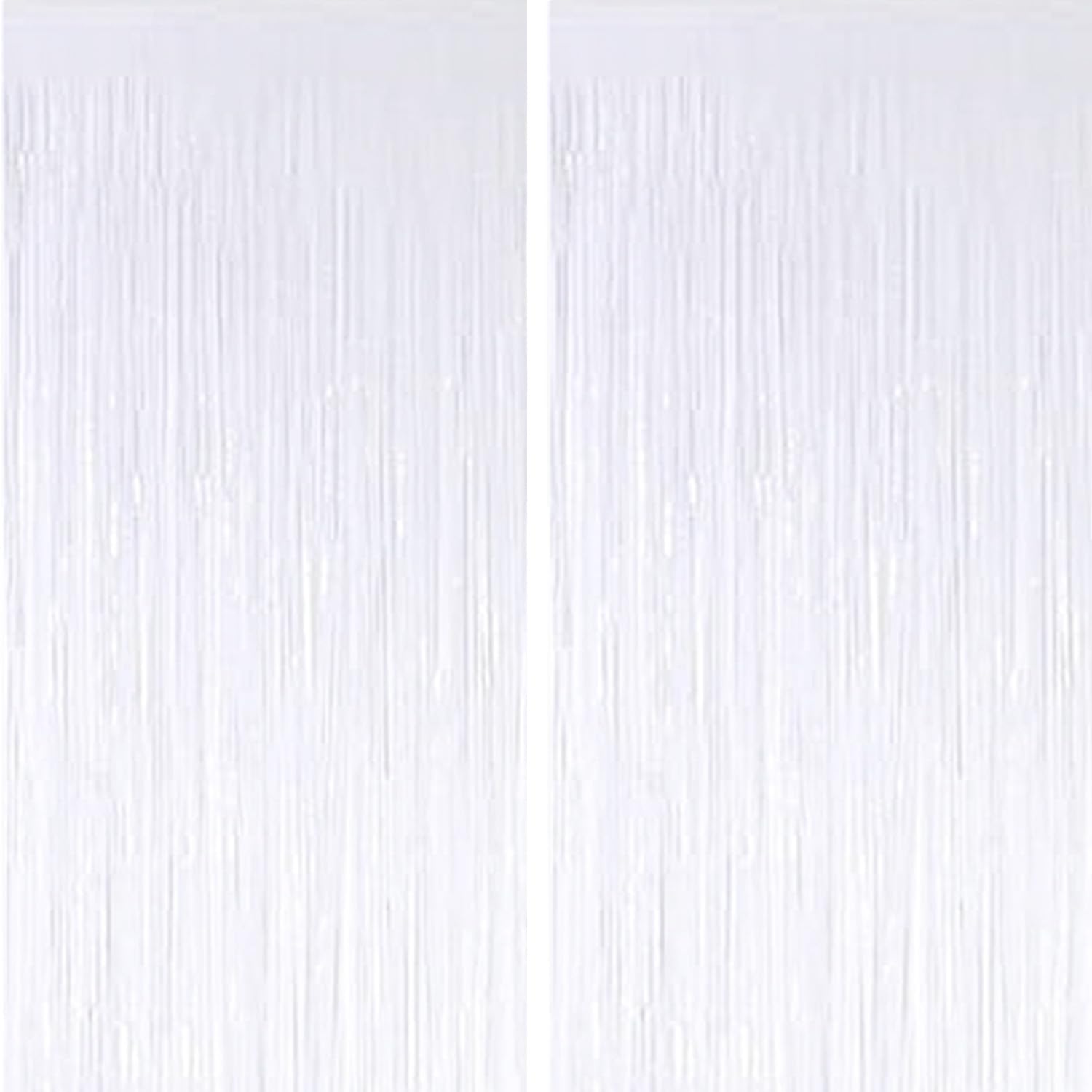 2 Pack 3.2ft x 8.2ft White Foil Fringe Curtains Party Photo Backdrop Party Streamers for Birthday,Graduation,New Year Eve Decorations Wedding Decor