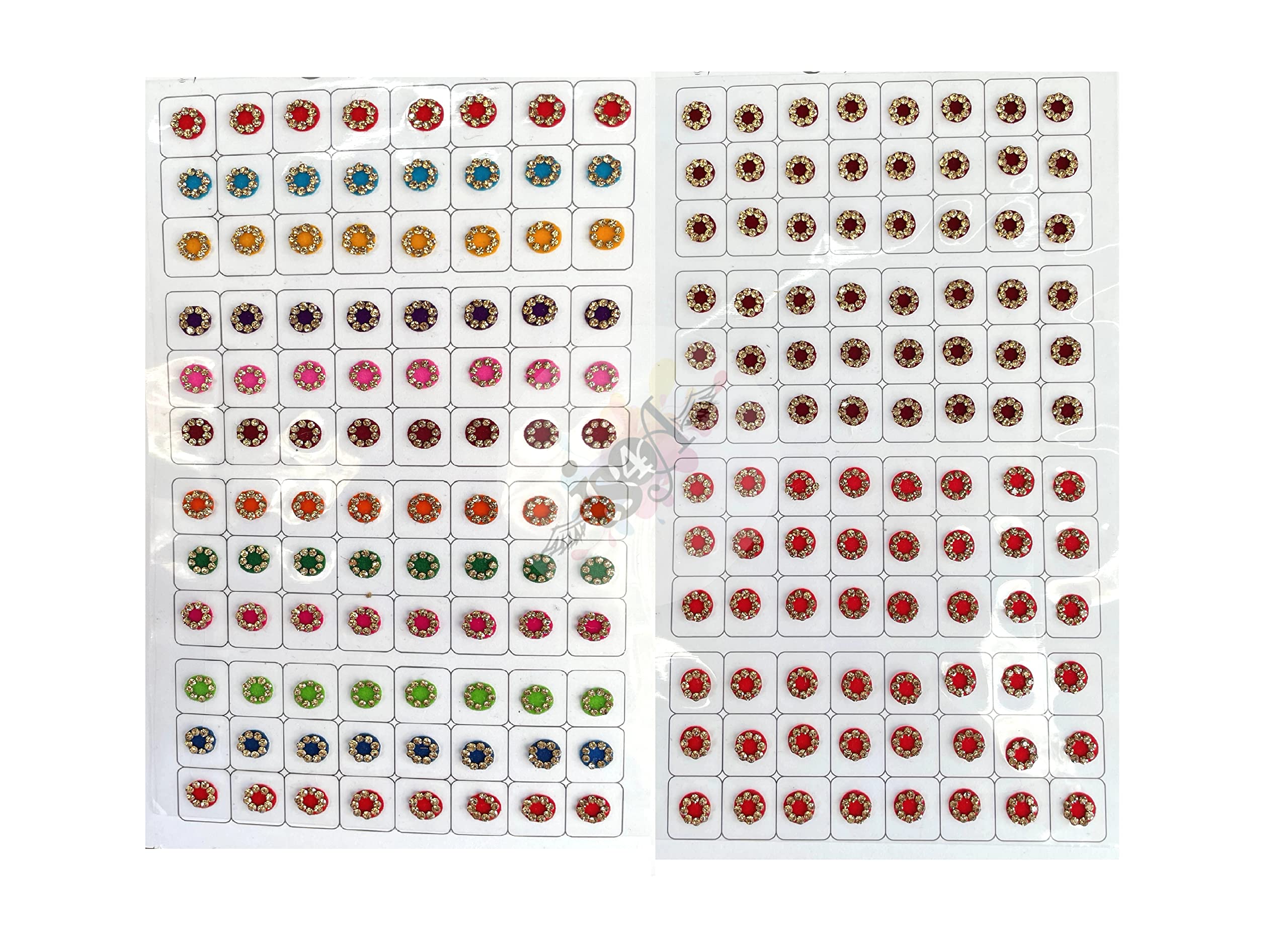 192 India Crafts Multicolored Bindis Forehead Tika Face Jewels Multi Size Indian Daily Use Forehead Bindi Round Dot (Shine)