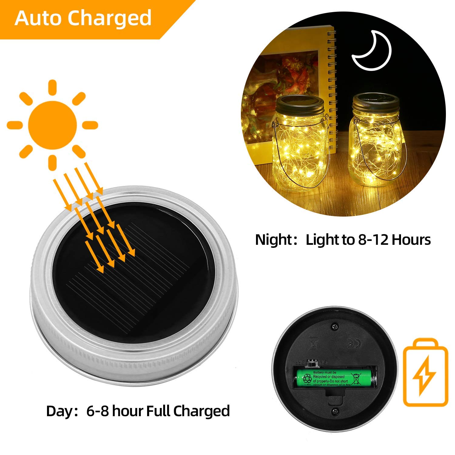 4 Pack Mason Jar Solar Lights, OxyLED 40 LED Fairy Lights Solar Powered with Jars and Hangers, Waterproof Hanging Solar Lights Outdoor, Decorative Solar Lanterns for Home Garden Patio Party Wedding