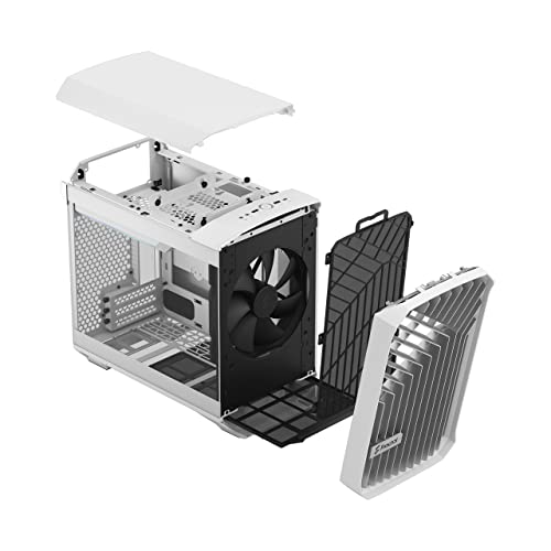 Fractal Design Torrent Nano White - Clear Tint Tempered Glass Side Panel - Open Grille for Maximum air Intake - 180mm PWM Fan Included - Type C - mITX Airflow Mini Tower PC Gaming Case