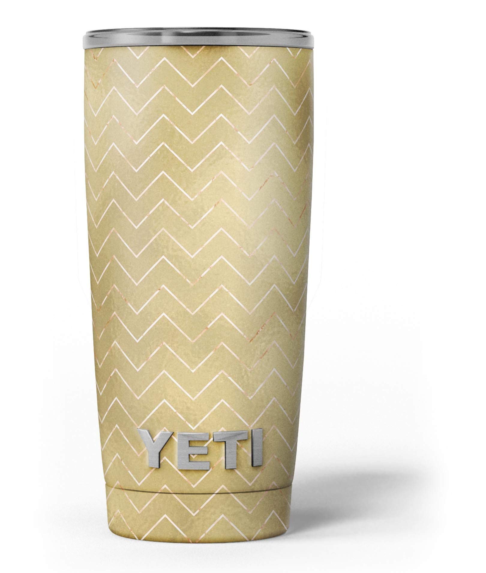 Design Skinz The Golden Surface with White Chevron - Skin Decal Vinyl Wrap Kit Compatible with The Yeti Rambler Cooler Tumbler Cups