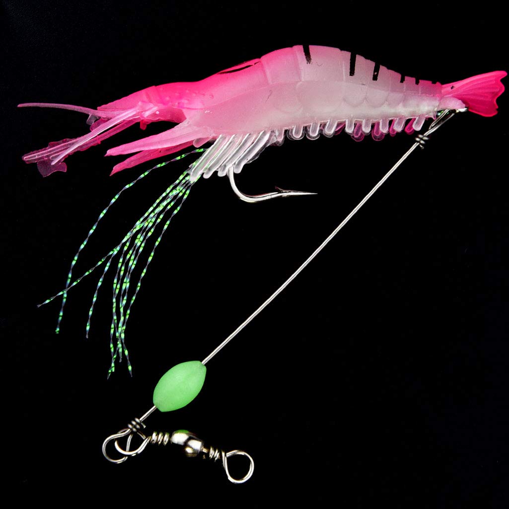 14pcs Shrimp Bait Artificial Silicone Soft Baits Luminous Fishing Lure with Sharp Hooks Fishing Tackles Freshwater/Saltwater